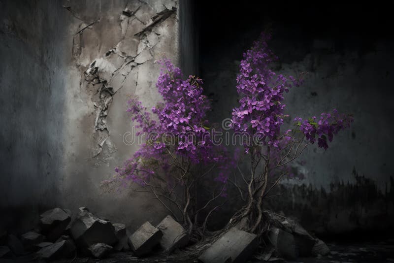 Lilac Resilience Against Concrete Wall Stock Illustration ...