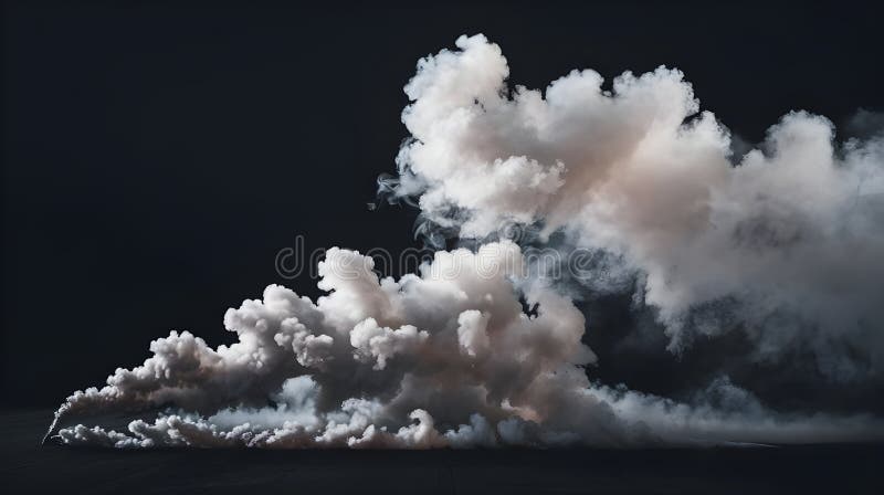 White Smoke Cloud Explosion on Black Background Stock Illustration ...