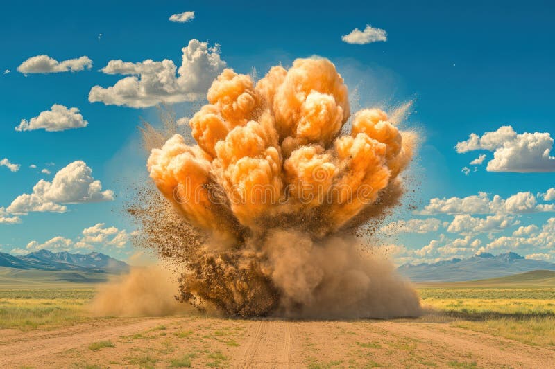 Dramatic Impact: Explosive Dirt Cloud in Action Stock Illustration ...