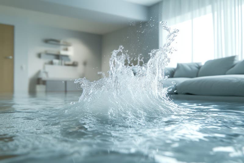 Dramatic Indoor Flood with Water Splash from Ceiling Stock Photo ...