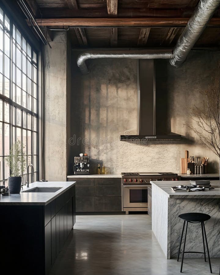 Dramatic Industrial Loft Kitchen Renovation Featuring Modern Design and ...