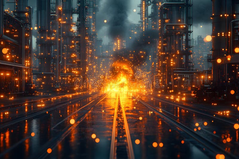 Industrial Nightscape Explosion Stock Illustrations – 5 Industrial ...