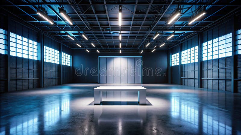 Dramatic Industrial Studio Hangar Backdrop Empty Blacklight Stage with ...