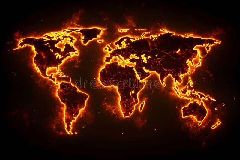 A Dramatic and Intense Depiction of a World Map Engulfed in Smoke and ...