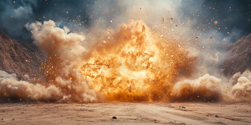 A Dramatic and Intense Explosion Occurs in a Vast and Rugged Desert ...