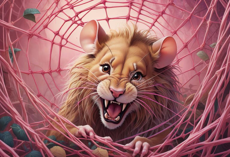 Dramatic and Intense Illustration of a Mouse Gnawing at a Tangled Web ...