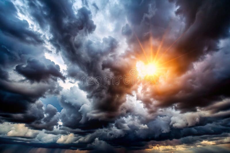 Dark Dramatic Sky with Black Stormy Clouds before Rain or Snow As ...