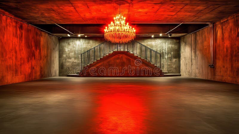 A Dramatic Interior Features a Dark Grand Hall, an Empty Staircase, and ...