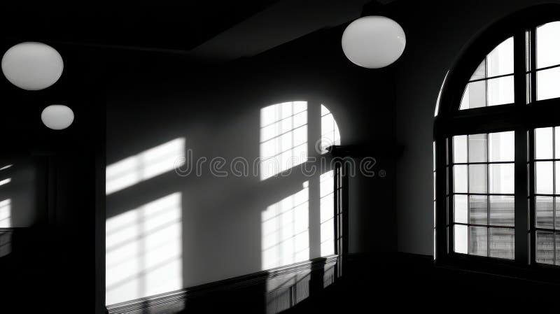 Dramatic Interplay of Light and Shadow Cast by Arched Windows and ...