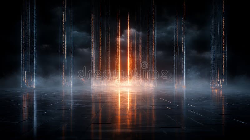 Dramatic Interplay of Light and Shadow in a Dimly Lit Room Featuring ...