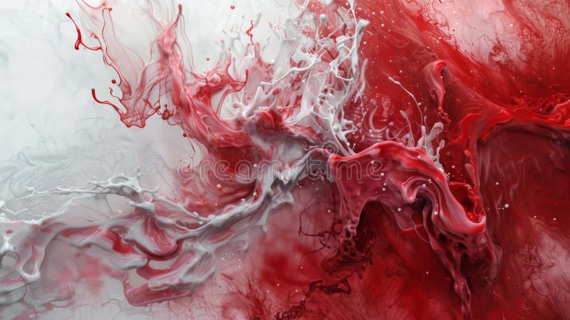 A Dramatic Interplay of Red and White Ink Exploding in Water, Creating ...