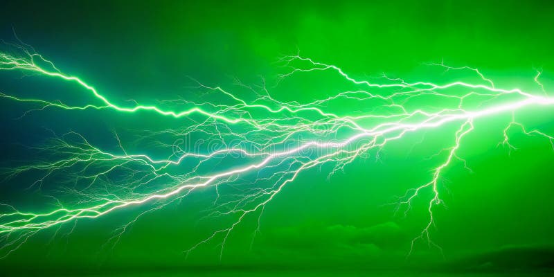 Dramatic Isolated Lightning Bolt on Green Screen Background Perfect for ...