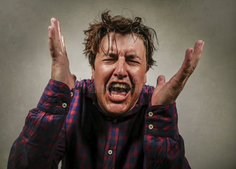 Dramatic Isolated Portrait of Young Desperate and Stressed Man ...