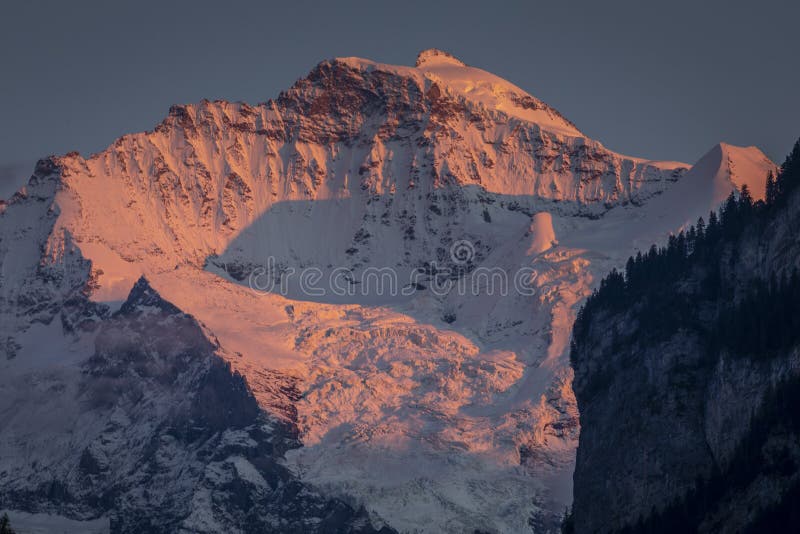 Dramatic Jungfrau Mountain, Bernese Alps at Sunset, Interlaken ...