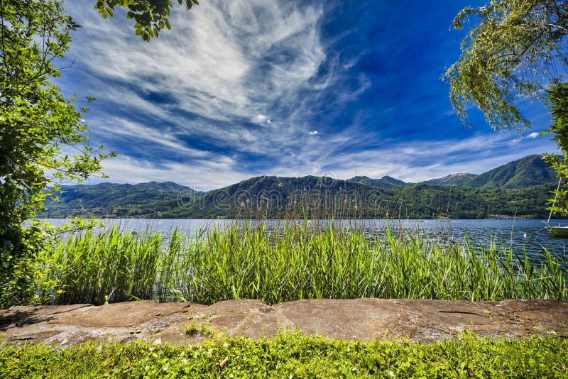Awesome Lake View with Bird Stock Photo - Image of cloud, view: 166869720