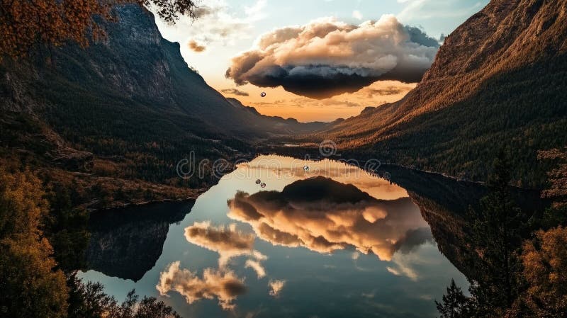 Dramatic Lake Reflections and Hovering Cloudscape Stock Image - Image ...