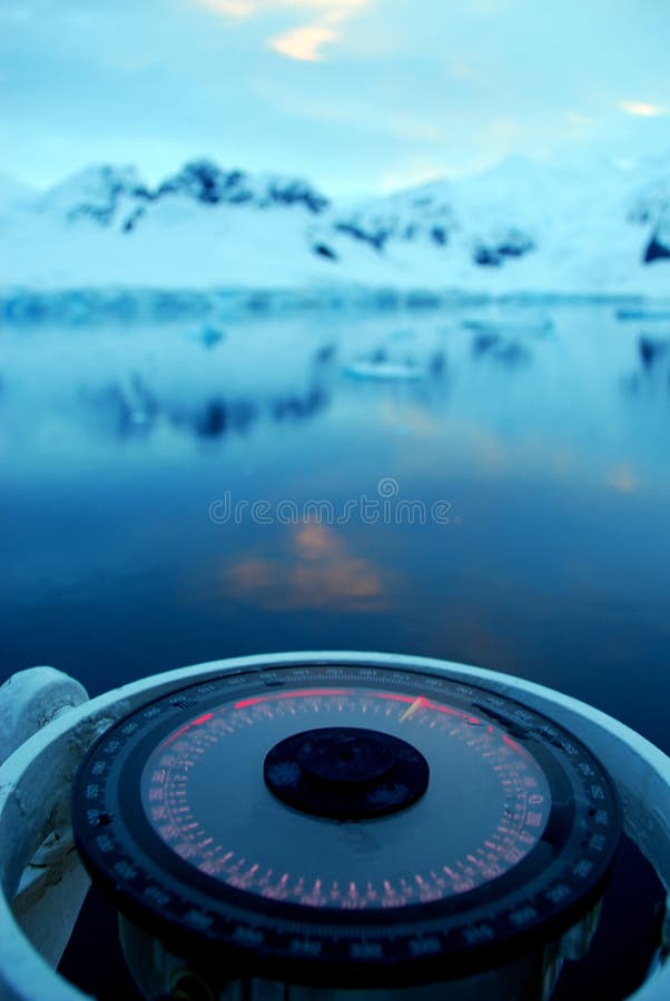 Dramatic Landscape in Antarctica, with Ship Compass Stock Photo - Image ...