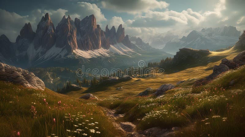 Dramatic Landscape Beauty of Dolomites Mountain Range in Italy. Ai ...