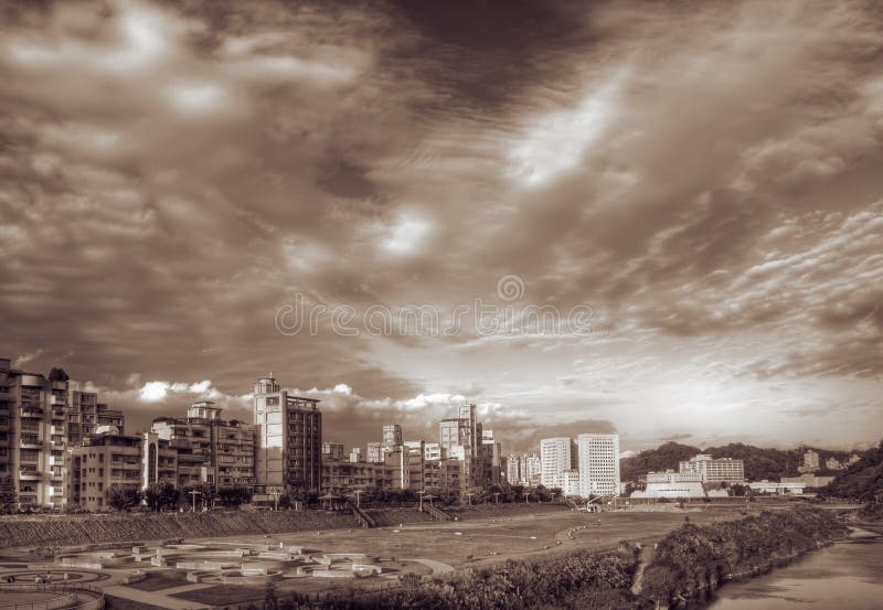 Dramatic landscape of city stock image. Image of downtown - 15185383