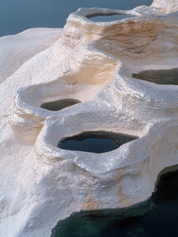 Dramatic Landscape of Cracked Salt Formations Stock Illustration ...