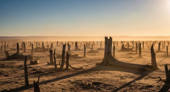 Dramatic Landscape of Dead Trees in a Desolate, Sun-drenched ...