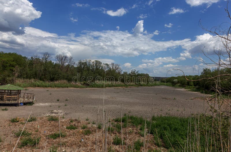 A Dramatic Landscape of a Dry Lake. Dry Bottom of a Dried-up Lake in ...