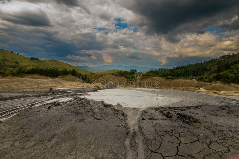 Dramatic Mud Volcano Landscape Stock Image - Image of exploration ...