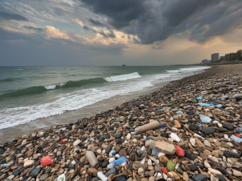 Dramatic Landscape of Garbage on Seashore, Problem of Ecology and ...