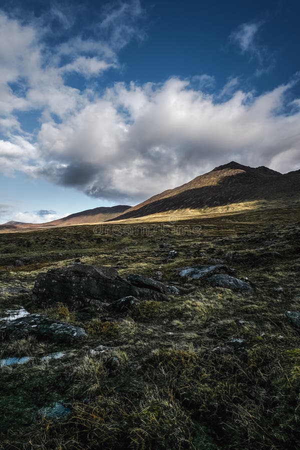 Dramatic Landscape of Hills Under a Dynamic Sky at Dusk in a Remote ...