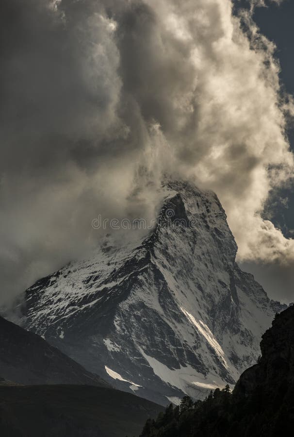 Dramatic Landscape with Matterhorn Peak Stock Photo - Image of zermatt ...