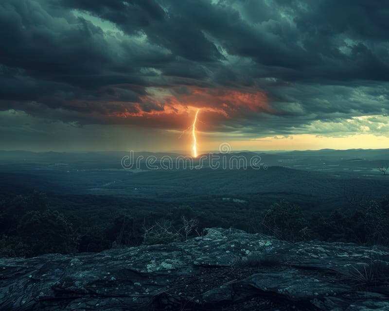 Dramatic Landscape Photograph of a Lightning Storm Over Rolling Hills ...