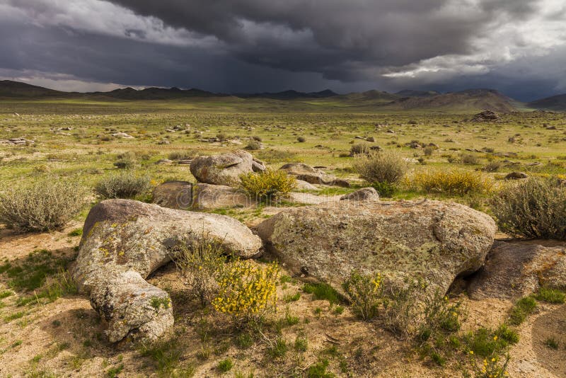 Dramatic Landscape with Rain Clouds Over the Valley Stock Photo - Image ...