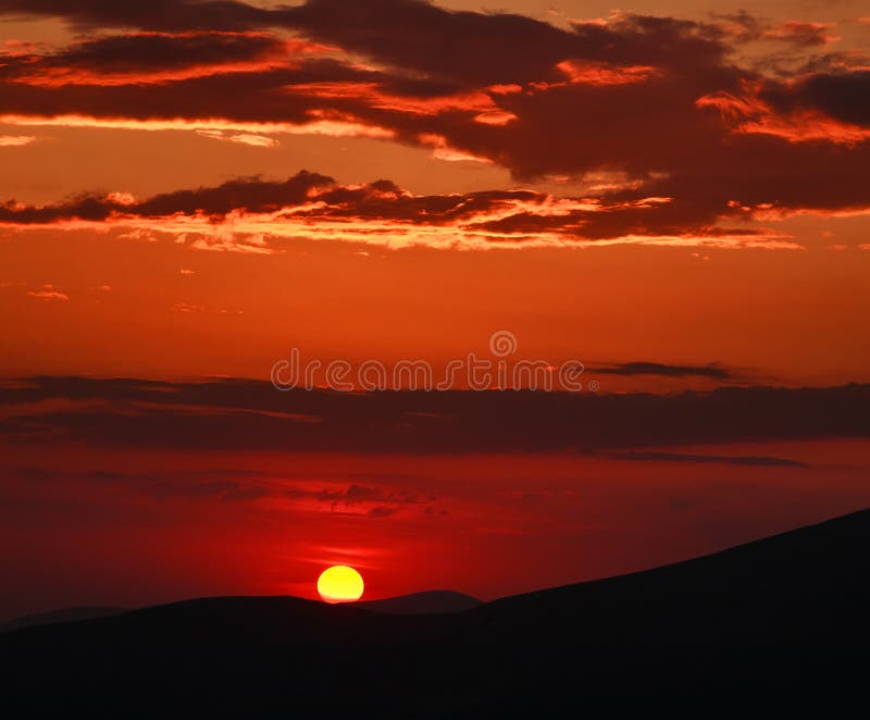 Dramatic Landscape, Red Sunset on the Sky Stock Image - Image of ...