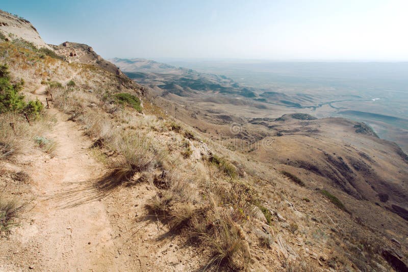 Dramatic Landscape with Trail in Dirt Top of the Mountain Stock Photo ...