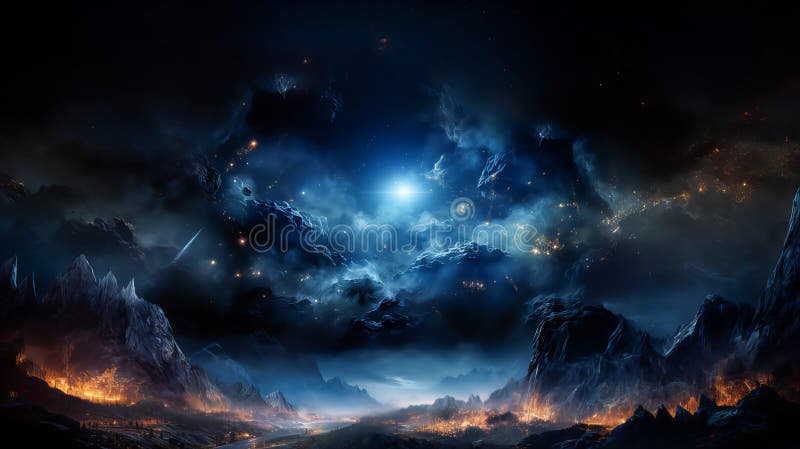 Dramatic Landscape of an Unknown Planet, with High Stone Mountains ...