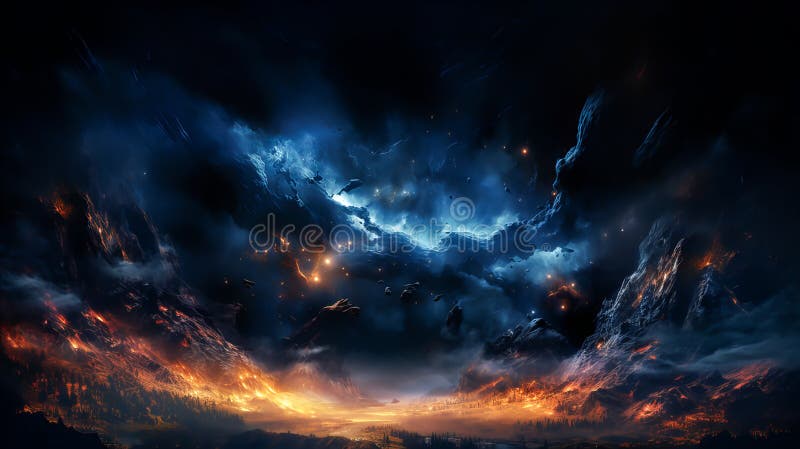 Dramatic Landscape of an Unknown Planet, with High Stone Mountains ...