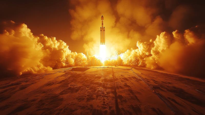 The Dramatic Launch of a Powerful Rocket Took Place Amidst a Backdrop ...