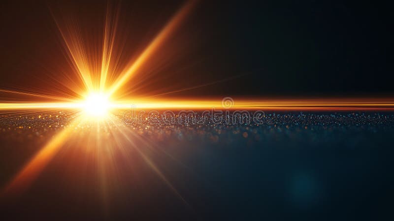 Dramatic Lens Flare on Black Background, Solar Light Abstract ...