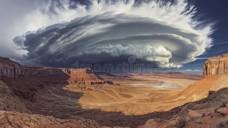 Dramatic Lenticular Cloud Formation Over Desert Landscape Stock Photo - Image of majestic ...