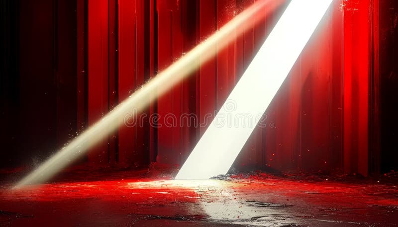 Dramatic Light Beam Cutting through Red Curtains in an Artistic ...