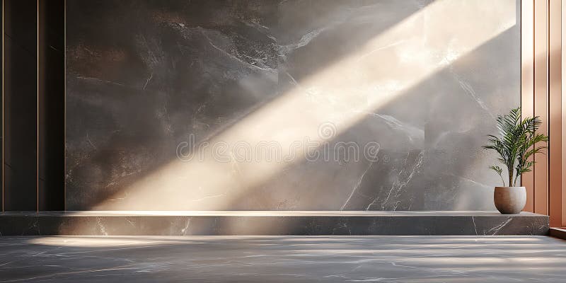 Dramatic Light Beam on Dark Textured Wall Minimalist Interior Design ...