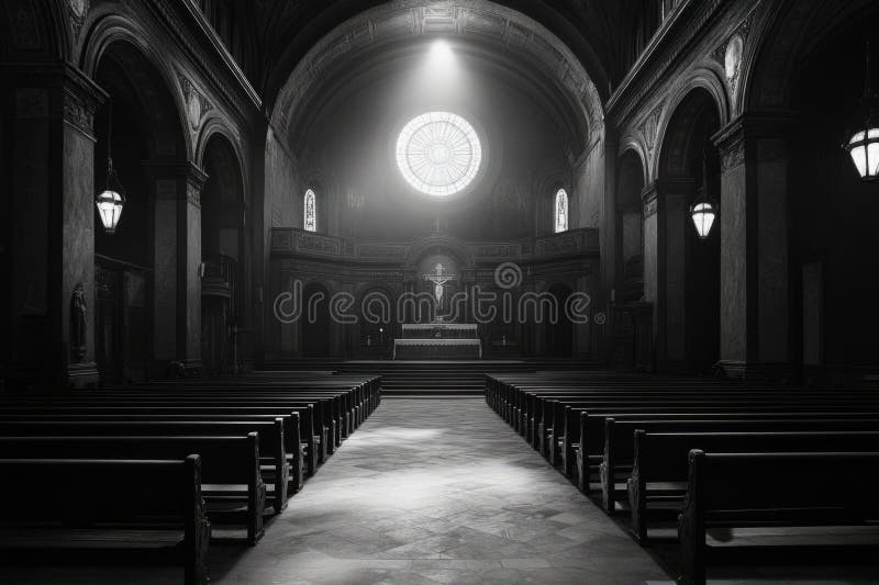 Dramatic Light Beam Illuminates the Interior of an Empty Church ...