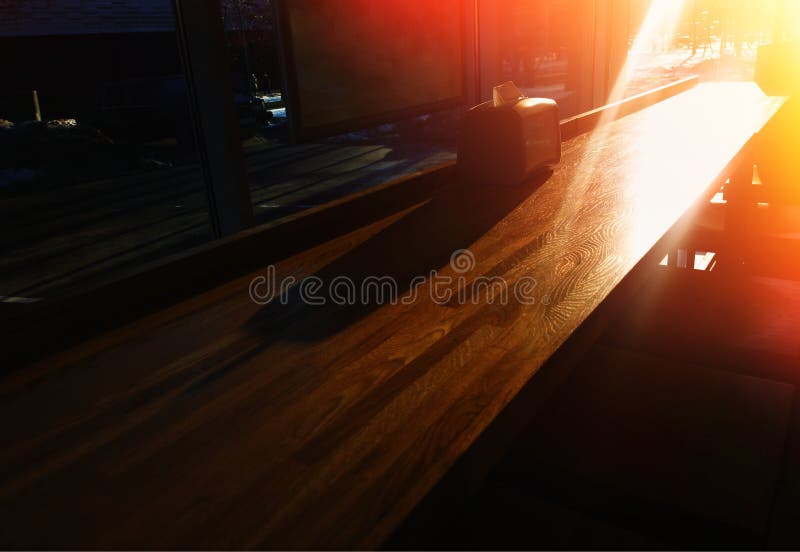 Dramatic Light Beam Illuminating Empty Cafe Table Stock Image - Image ...