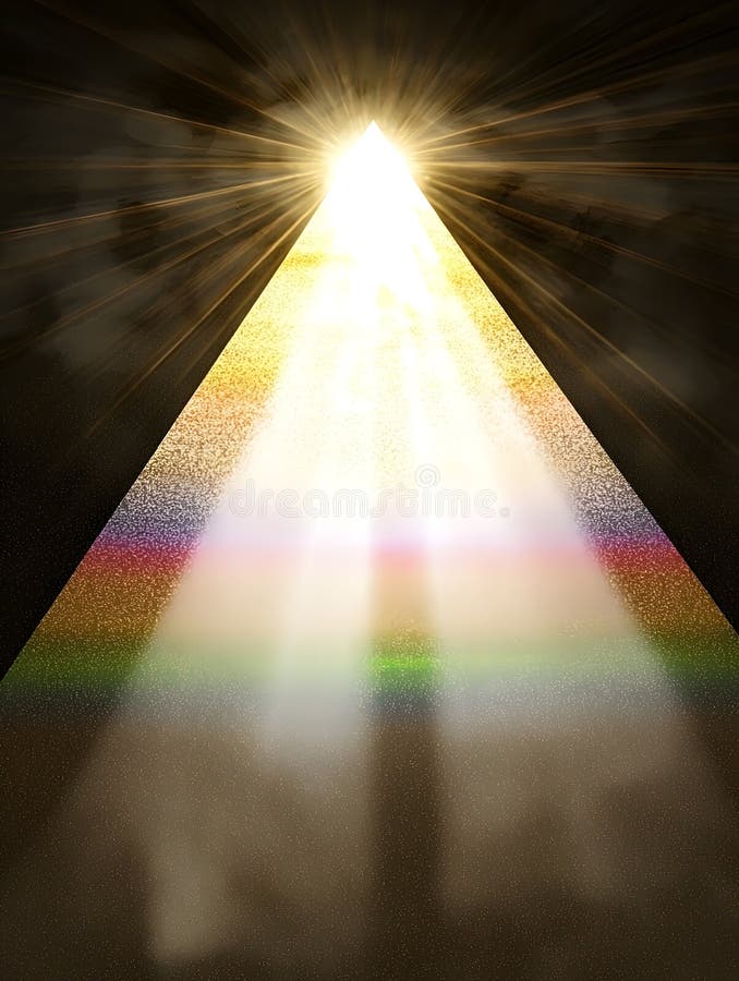 Dramatic Light Beam through a Pyramid Shape Stock Illustration ...
