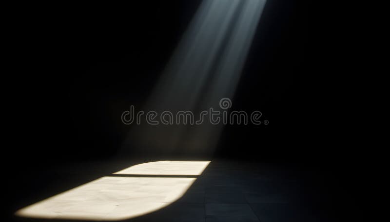 Dramatic Light Beam Shining through Dark Room Interior Stock ...