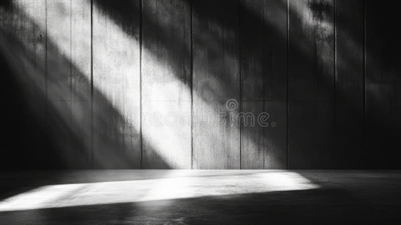 Dramatic Light Beams on Concrete Wall and Floor Stock Illustration ...