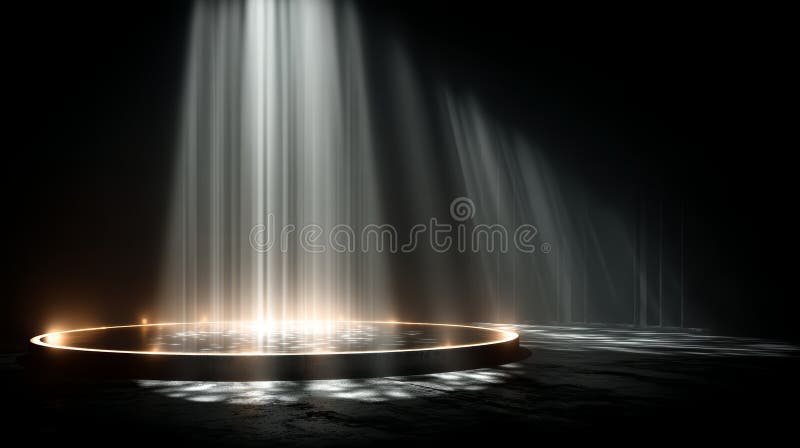 Dramatic Light Beams Over a Round Stage Creating a Captivating 3D ...
