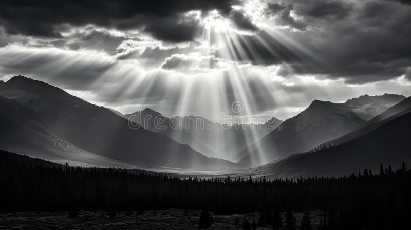 Dramatic Light Coming through Clouds Stock Illustration - Illustration ...