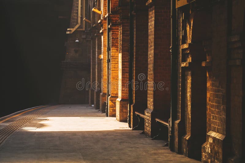 Dramatic Light in Empty Underground London Station Stock Image - Image ...