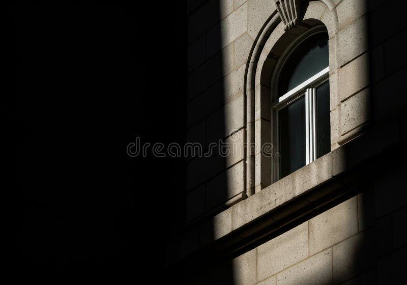 Dramatic Light on Historic Arched Window of Stone Building Stock Photo ...